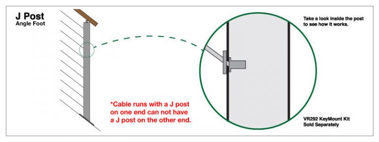Angle Foot Universal Top Square 2" Cable Railing Post - StairSupplies™