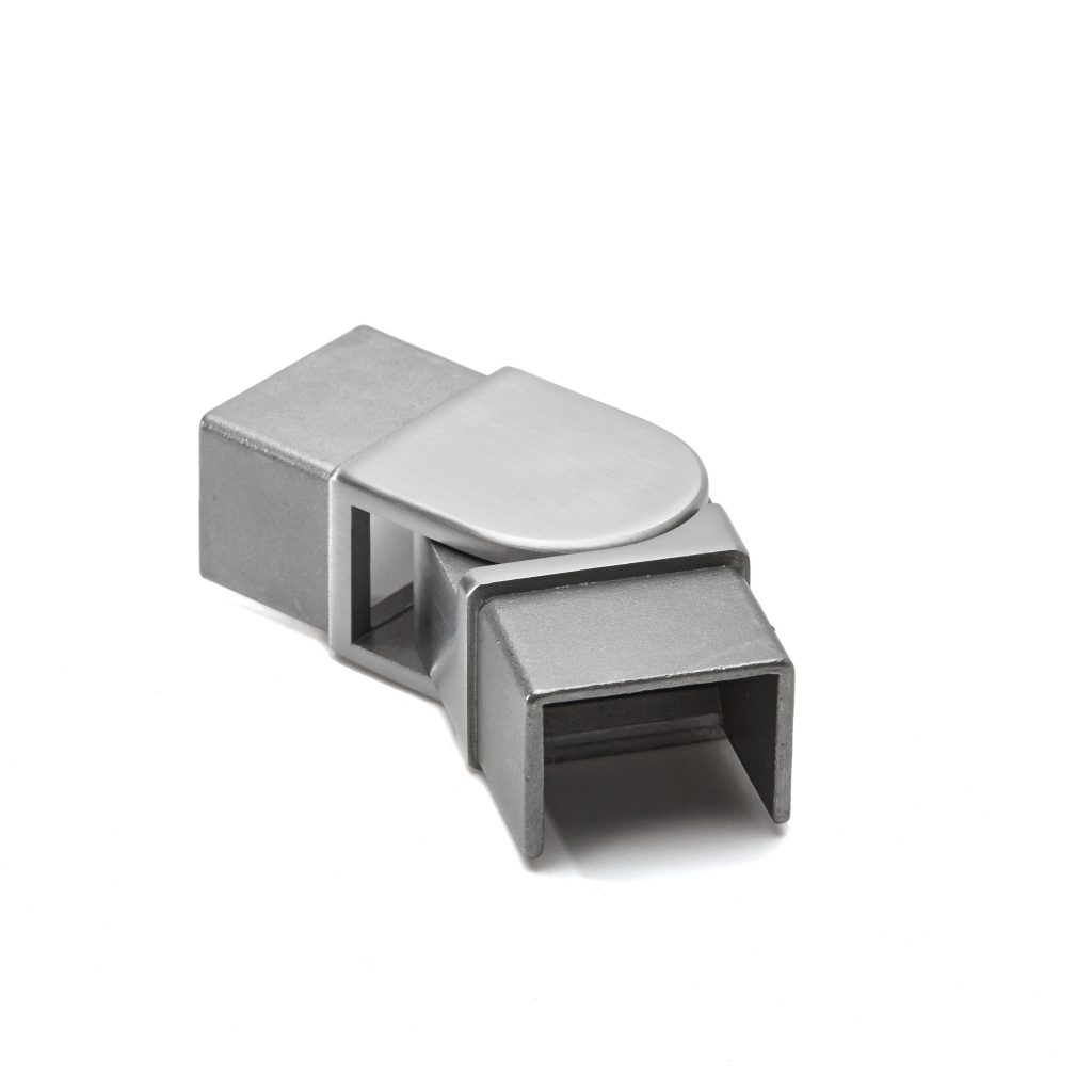 Glass 1 1/2" Square Adjustable Coupler - Horizontal - StairSupplies™