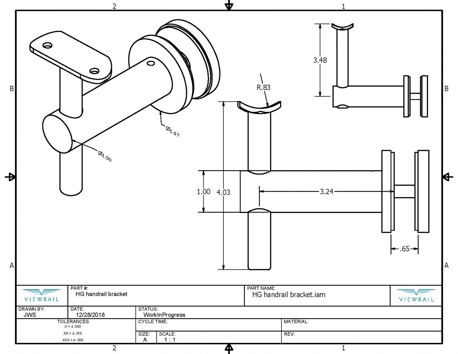 Glass - Round Handrail Grab Rail Bracket - StairSupplies™