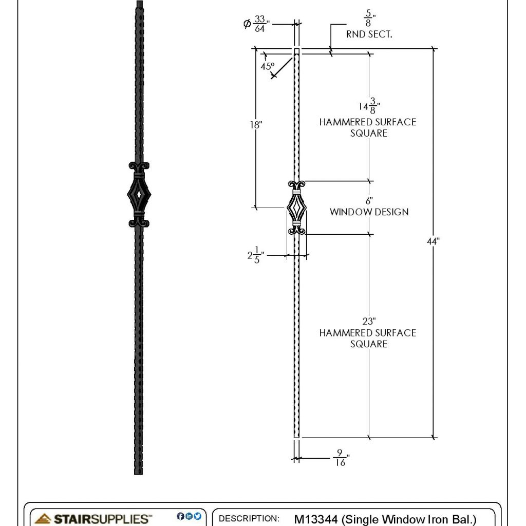 2760 Single Window Iron Baluster - StairSupplies™