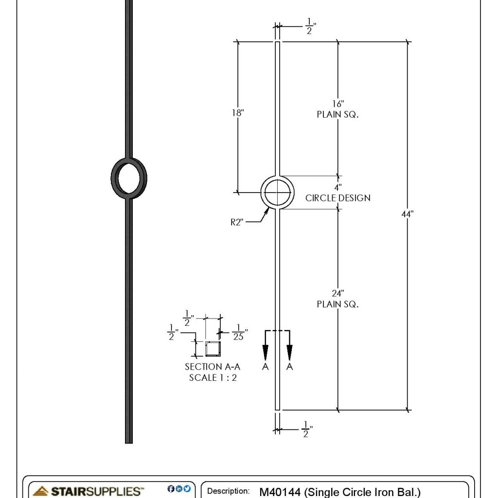 2930 Single Circle Iron Baluster - StairSupplies™