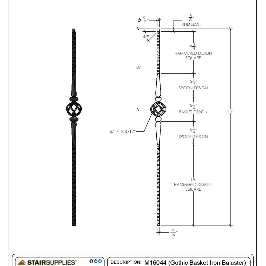 2572 Gothic Basket Iron Baluster - StairSupplies™