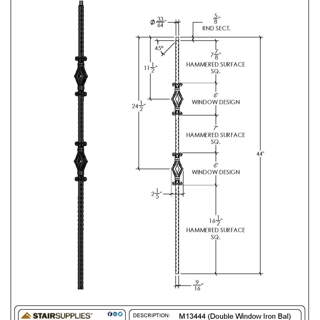 2761 Double Window Iron Baluster - StairSupplies™