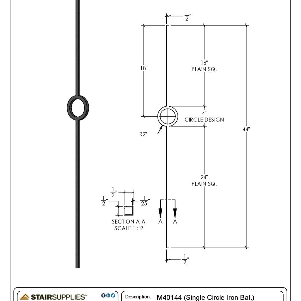 2930 Single Circle Iron Baluster - StairSupplies™