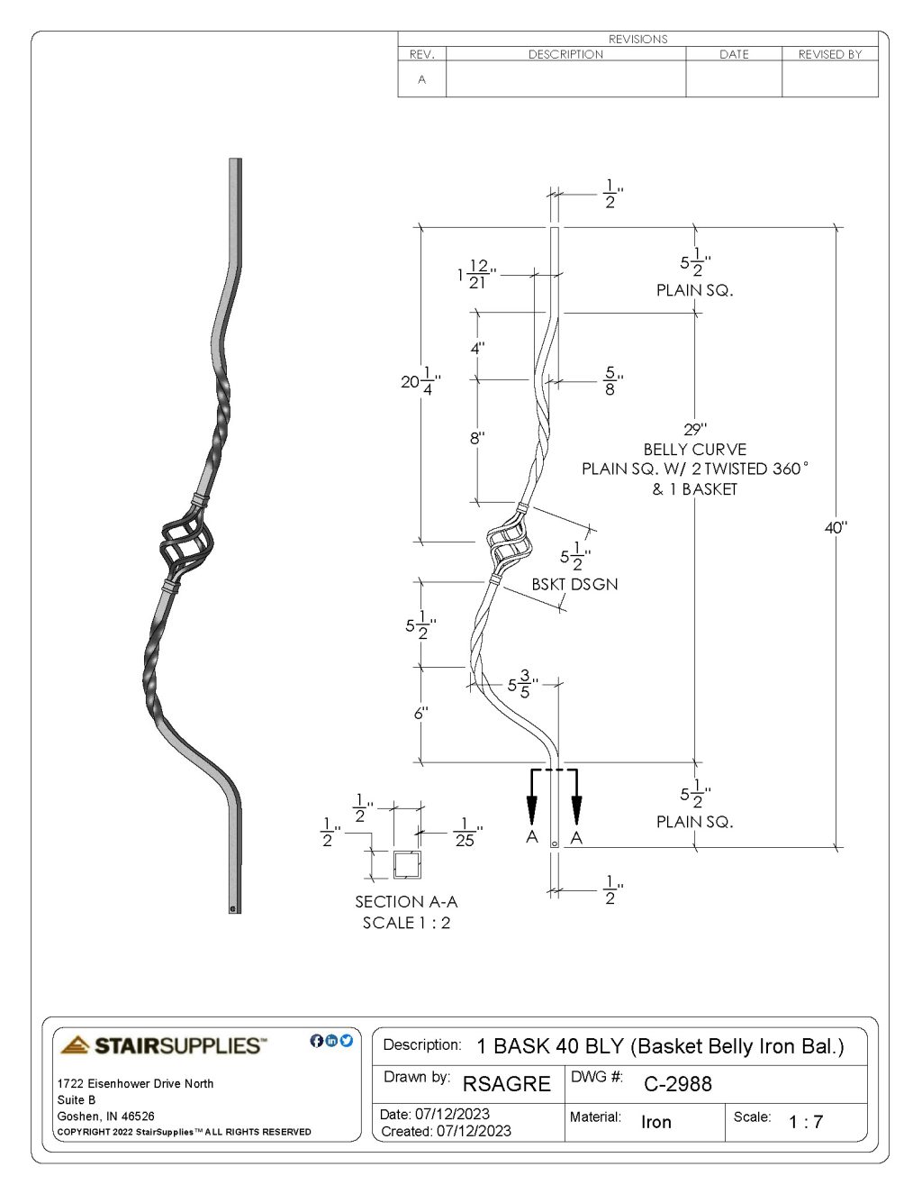 2988 Basket Belly Iron Baluster - StairSupplies™